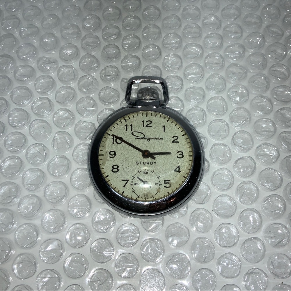 Ingraham Sturdy Mechanical Wind Up Pocket Watch - Gem